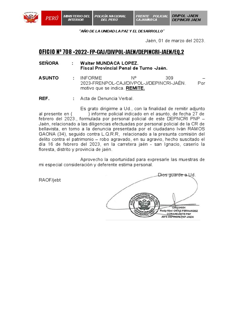 Oficio Remite Escrito | PDF | Justicia penal | Crimen y violencia