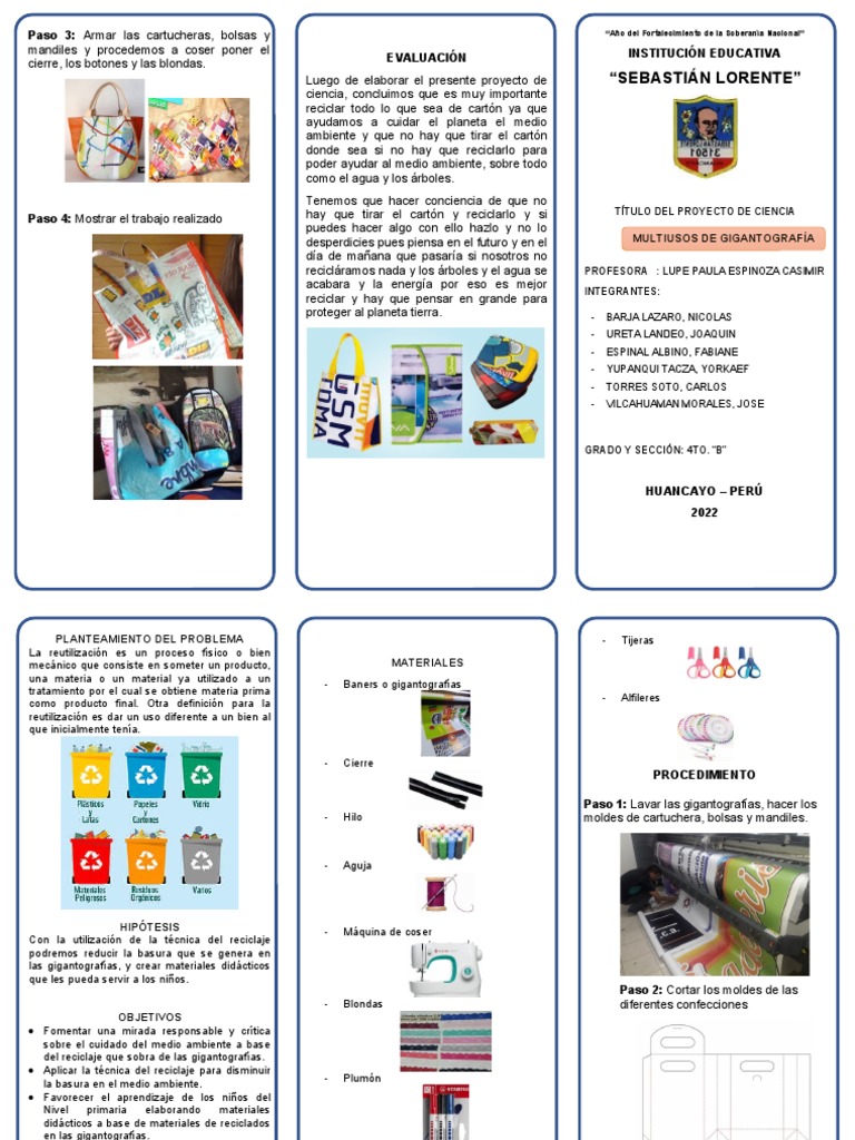 Triptico de Proyecto de Reciclaje | PDF | Reciclaje | Residuos