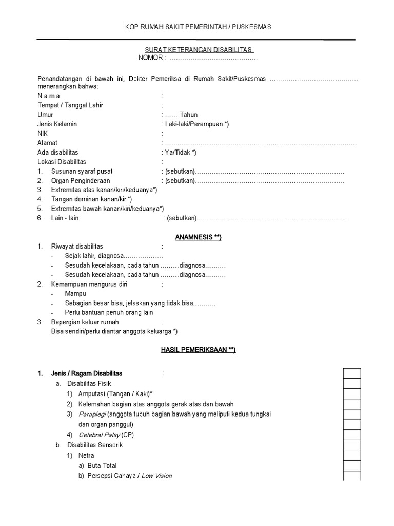 Form Suket Disabilitas | PDF