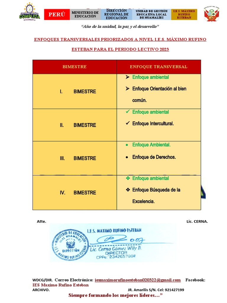 Enfoques Transversales 2023 | PDF
