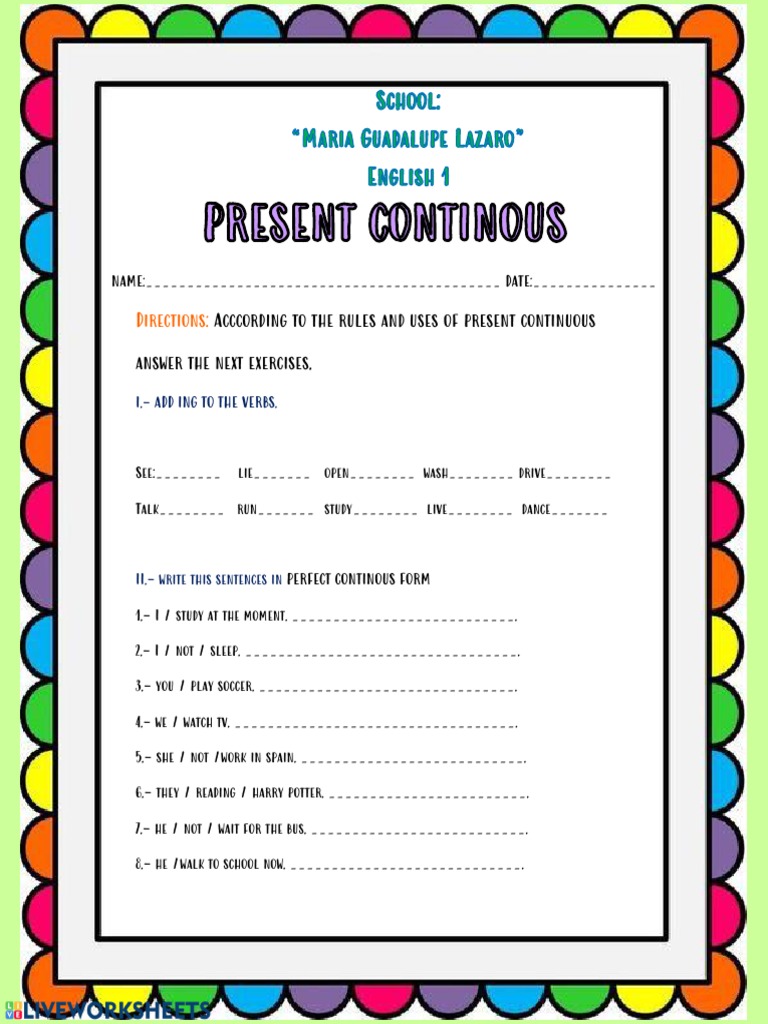 Present Progressive Exercise Easy | PDF