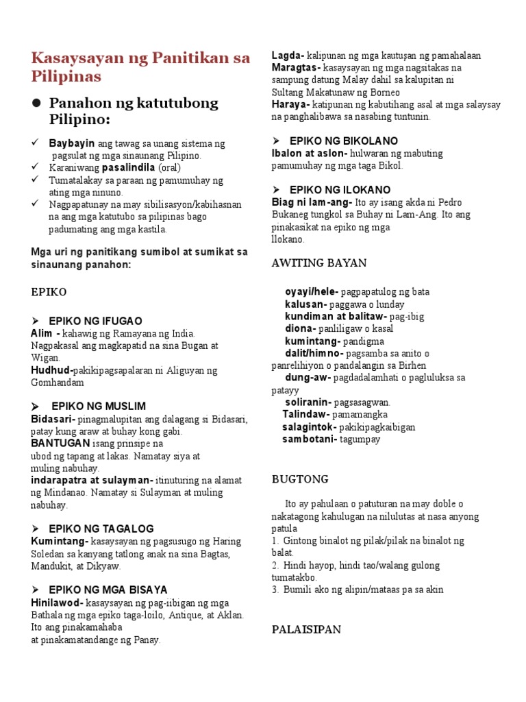 Panitikan NG Rehiyon Sa Pilipinas | PDF
