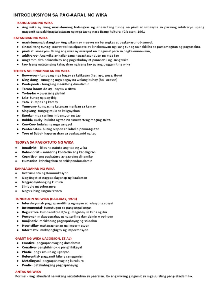 Introduksiyon Sa Pag-Aaral NG Wika | PDF