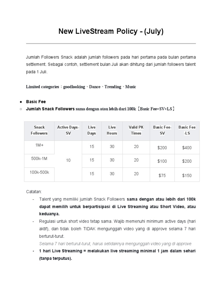 New LiveStream Policy - (July) .. | PDF