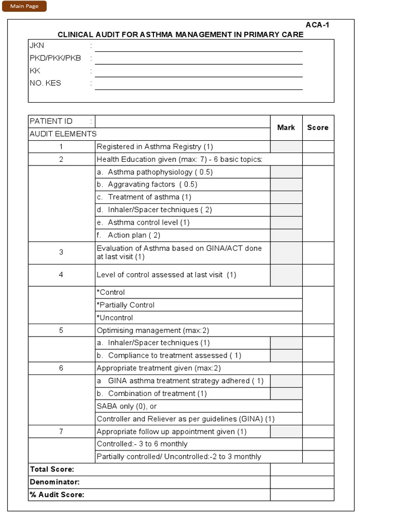 Borang Audit Asma | PDF