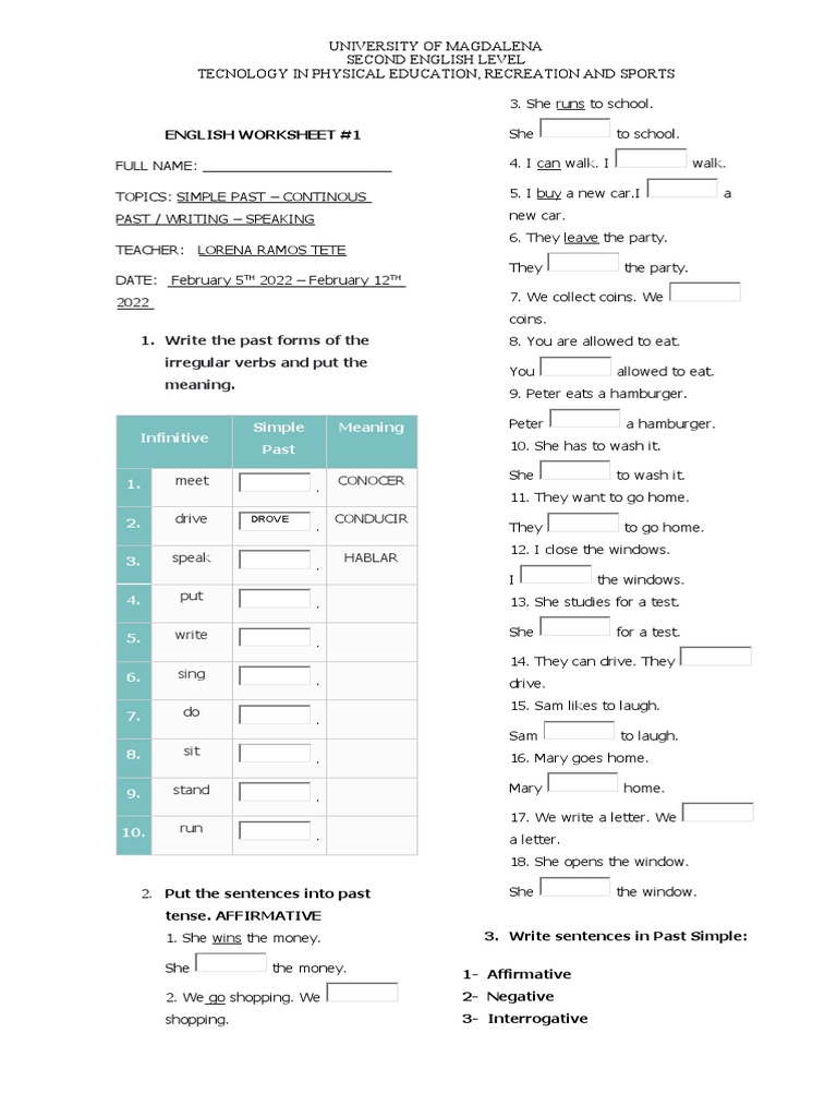 Taller Simple Past 2023 | PDF | Languages | Foreign Language Studies