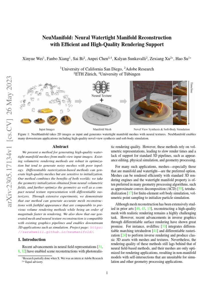 Neumanifold Neural Watertight Manifold Reconstruction With Efficient And High Quality Rendering