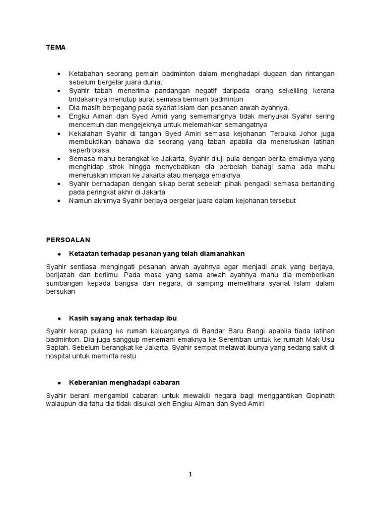 Tema Dan Persoalan | PDF