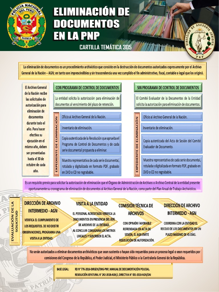 Cartilla 305 Eliminación de Documentos en La PNP | PDF | Policía | Gobierno