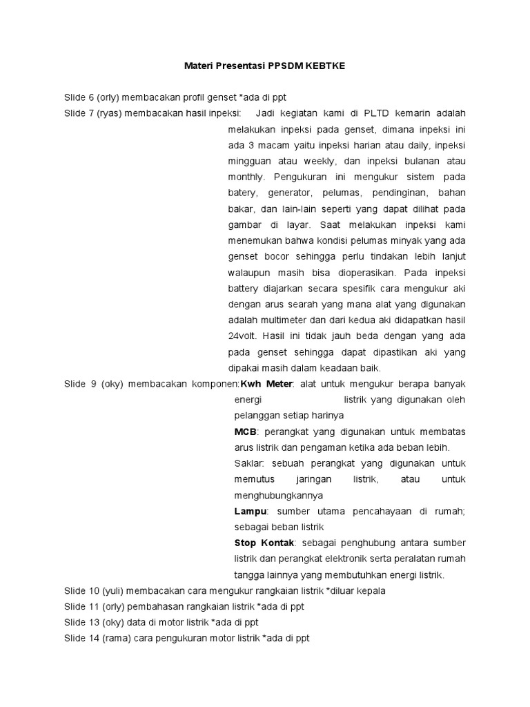 Materi Presentasi PPSDM KEBTKE | PDF