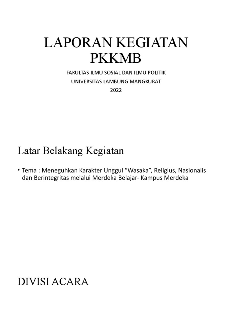 Laporan Kegiatan PKKMB | PDF