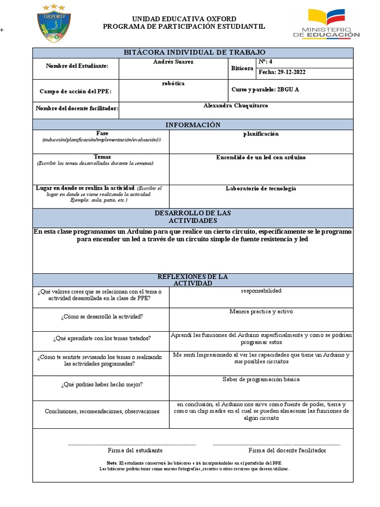 Bitacora 4 Oxford | PDF | Diodo emisor de luz