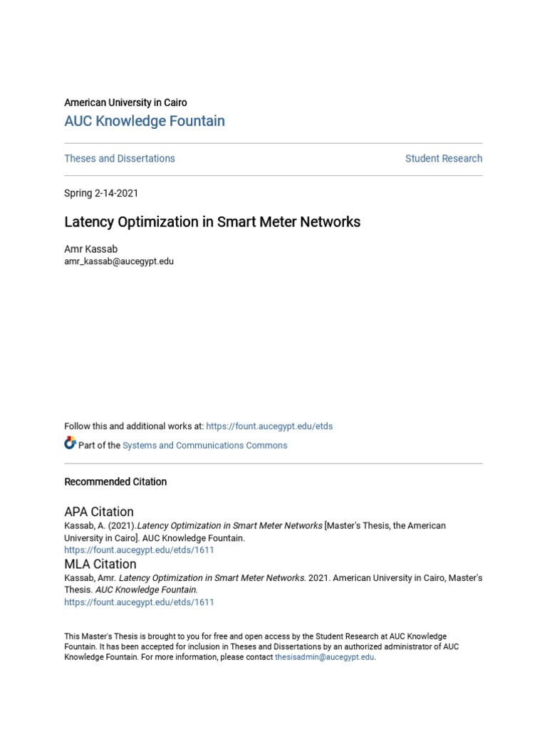 Latency Optimization In Smart Meter Networks Pdf Computer Network Routing