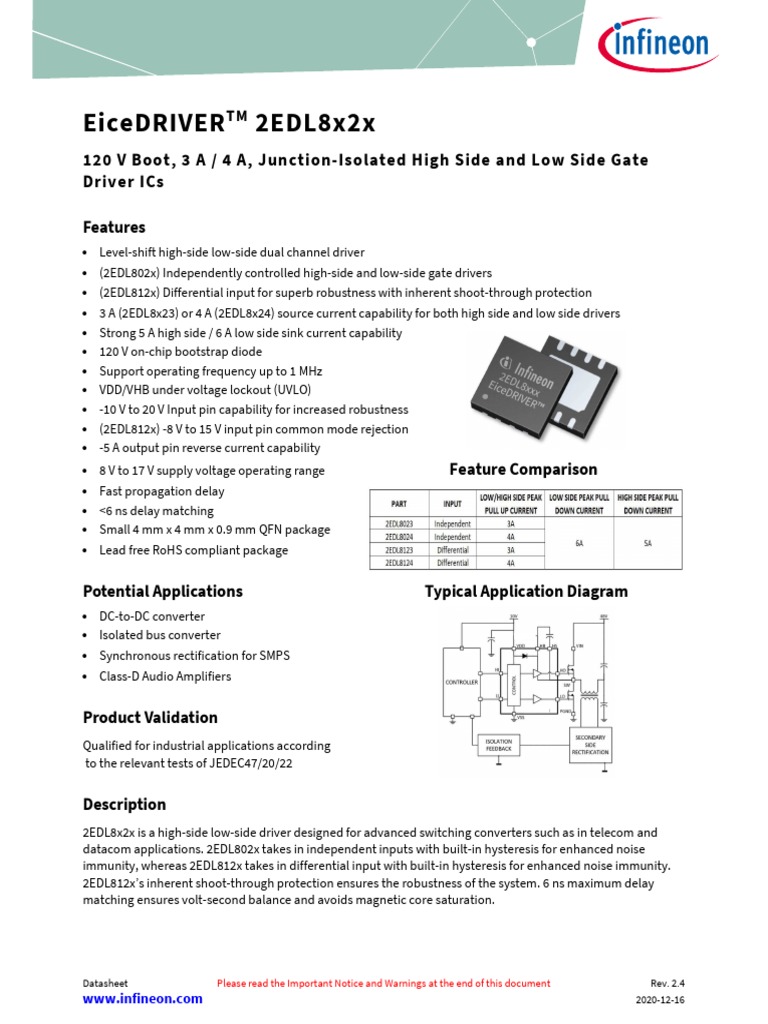 Infineon 2EDL8024G DataSheet v02 04 en | PDF | Logic Gate | Detector ...