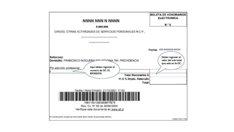 Ejemplo Boleta Honorarios | PDF