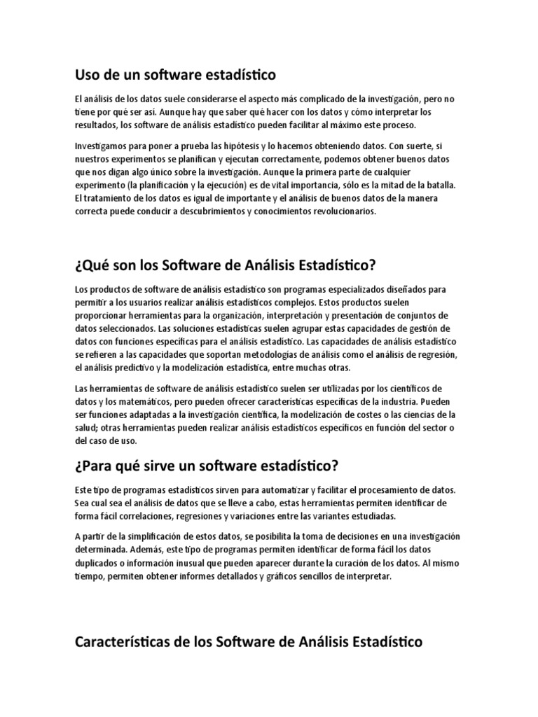 Uso de Un Software Estadístico | PDF