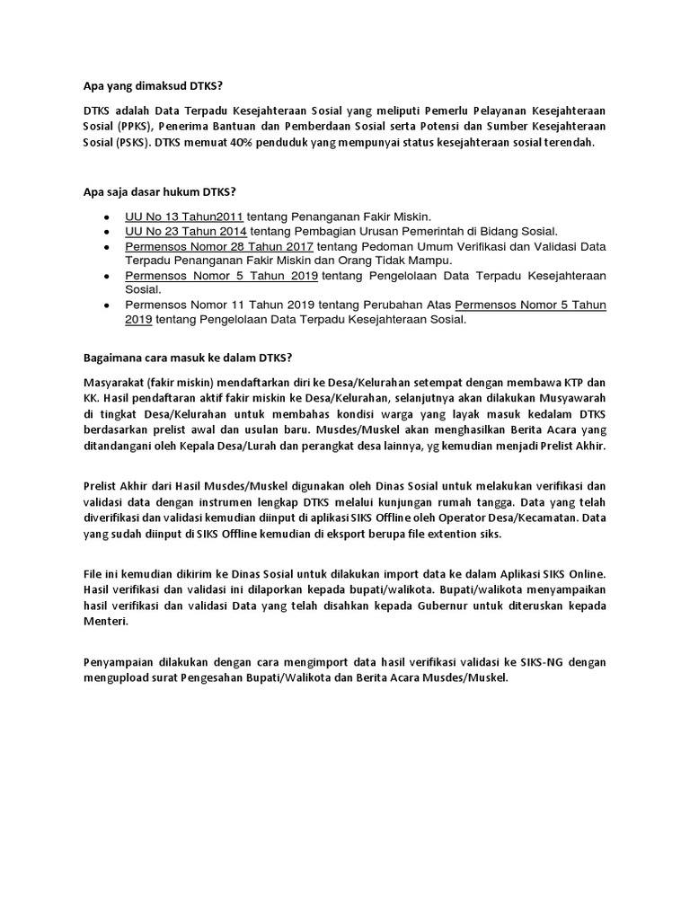 Alur Pengajuan DTKS | PDF