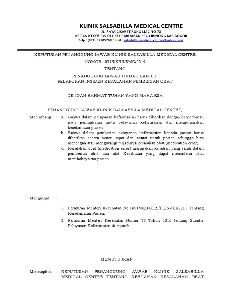 079:sk:iii:smc:2019 - SK Penanggung Jawab Tindak Lanjut Pelaporan Insiden Kesalahan Pemberian ...