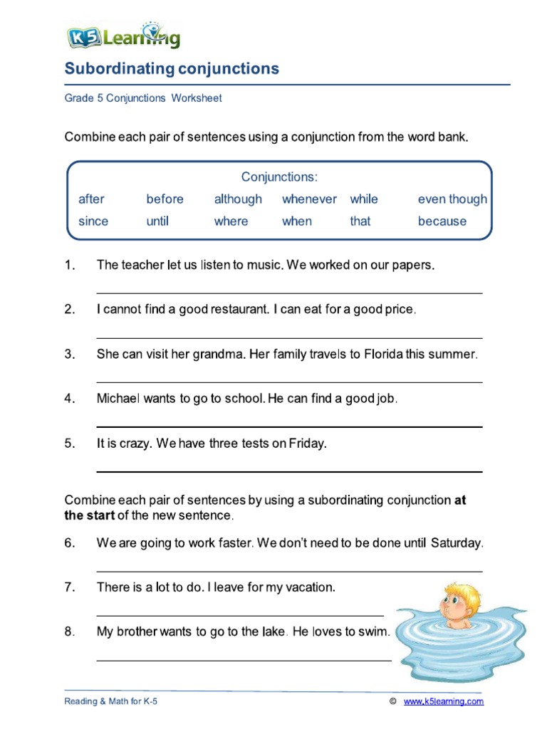 Practice 1 - Subordinating Conjunction | PDF