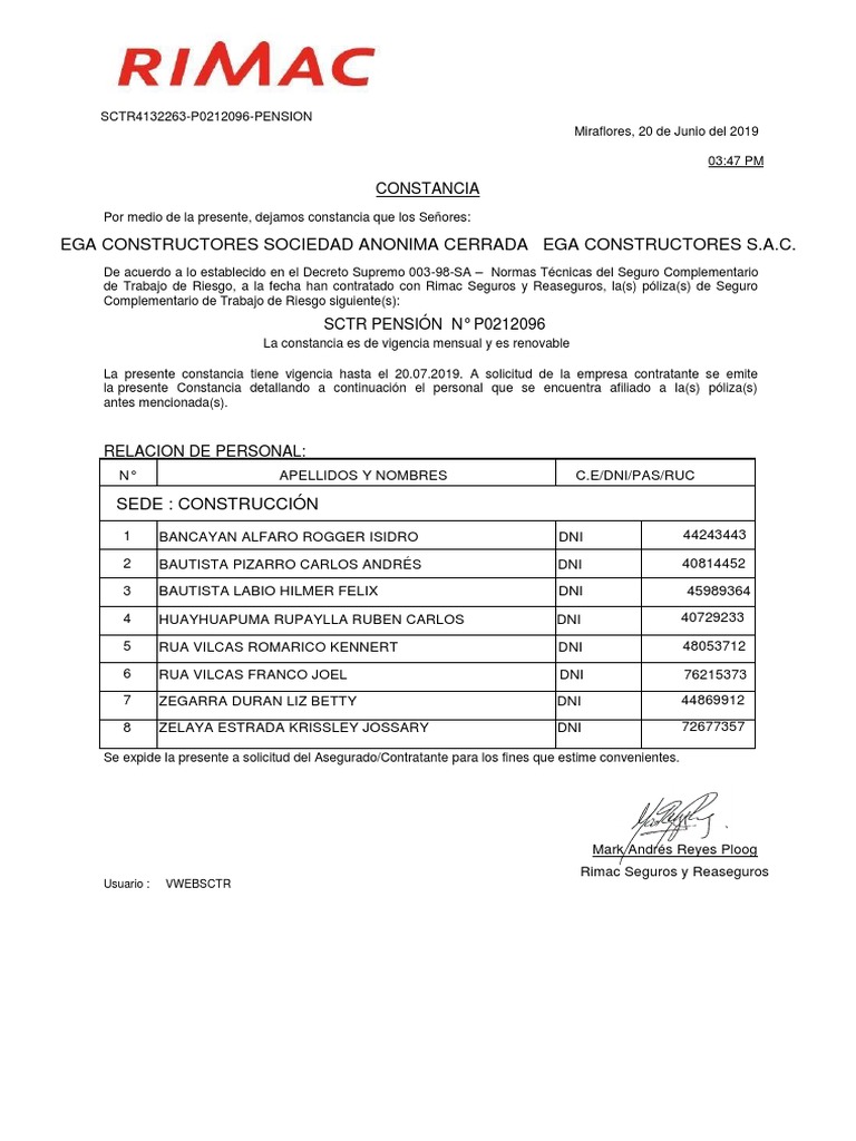SCTR-PENSION-JUNIO-2019 (1) PDF 26 de Julio | PDF | Seguro | Servicios financieros