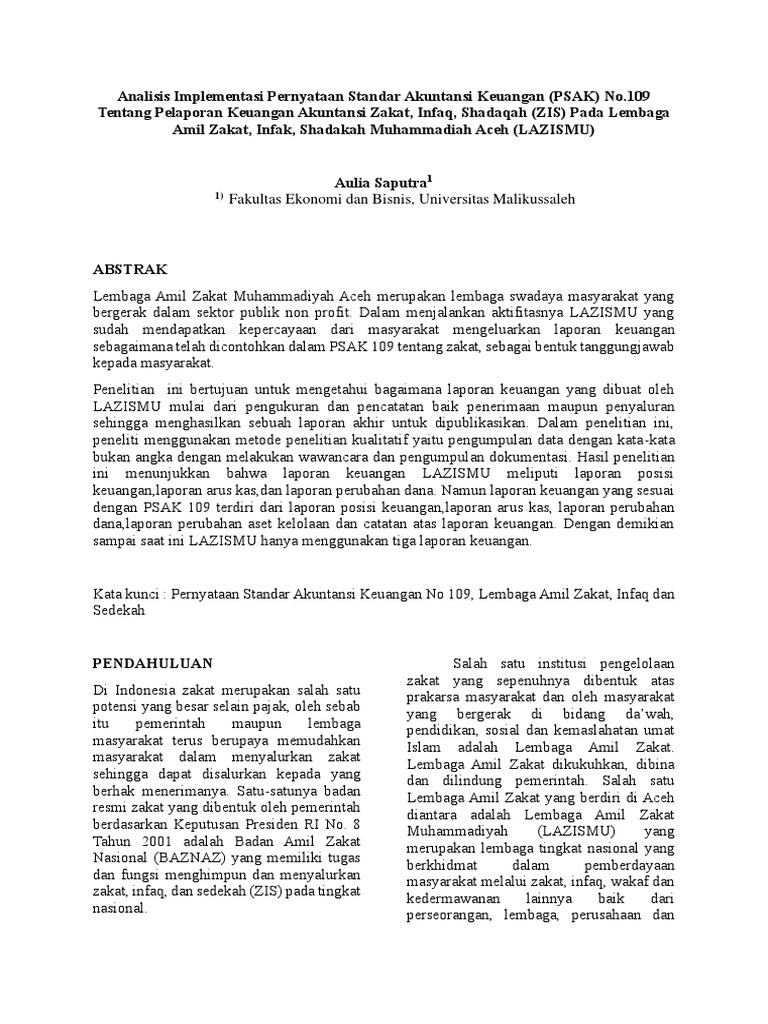 Analisis Penerapan PSAK 109 | PDF