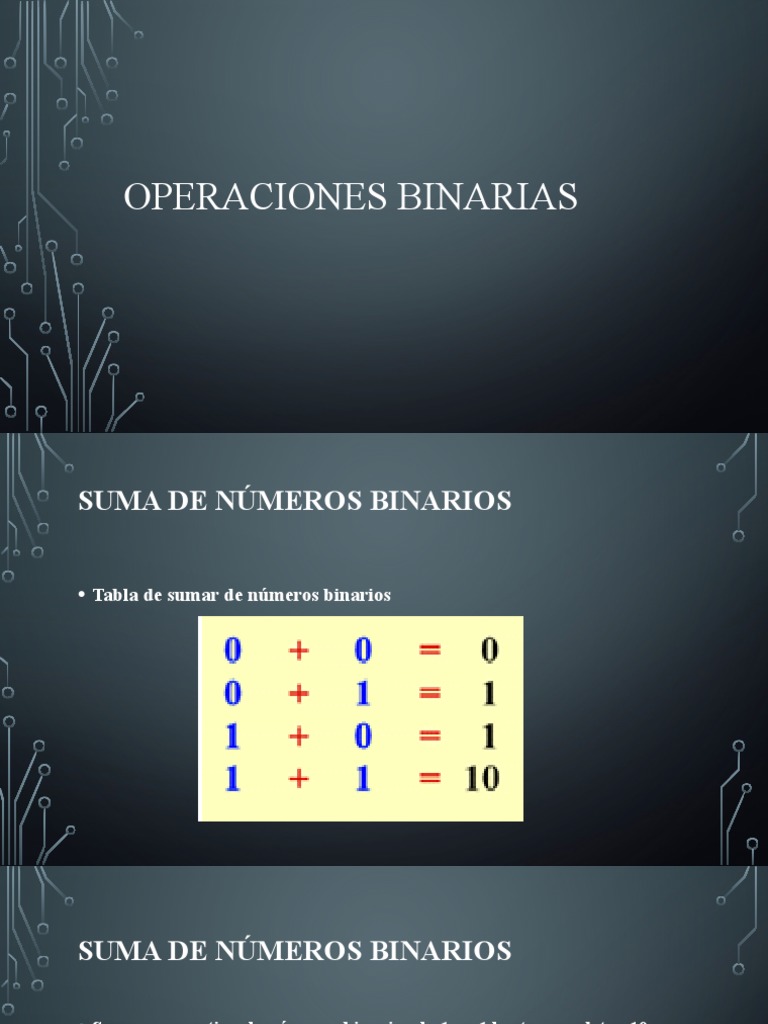 11 Operaciones Binarias | PDF | División (Matemáticas) | Multiplicación