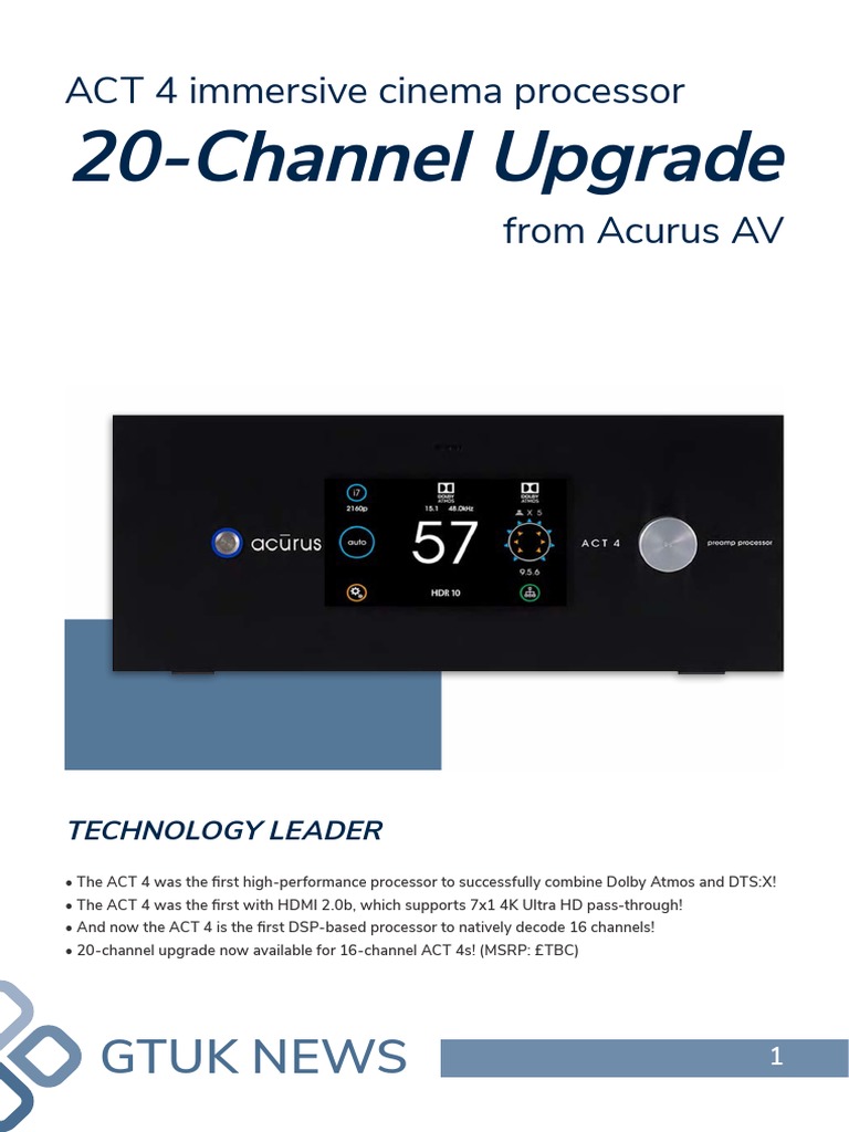 Acurus ACU ACT 4 20 20 Channel Pros | PDF
