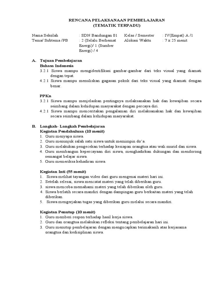 RPP Kelas 4 2.1.4 | PDF