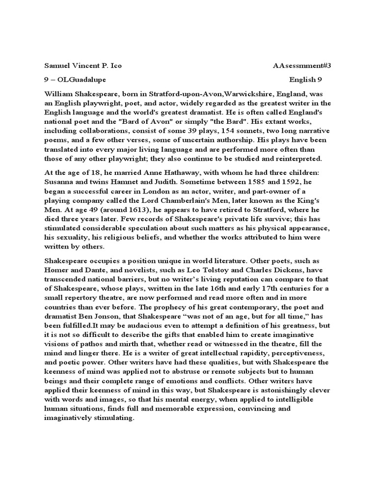 William Shakespeare Research | PDF | William Shakespeare