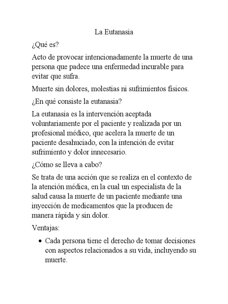 La Eutanasia | PDF | Medicina | Causas de la muerte