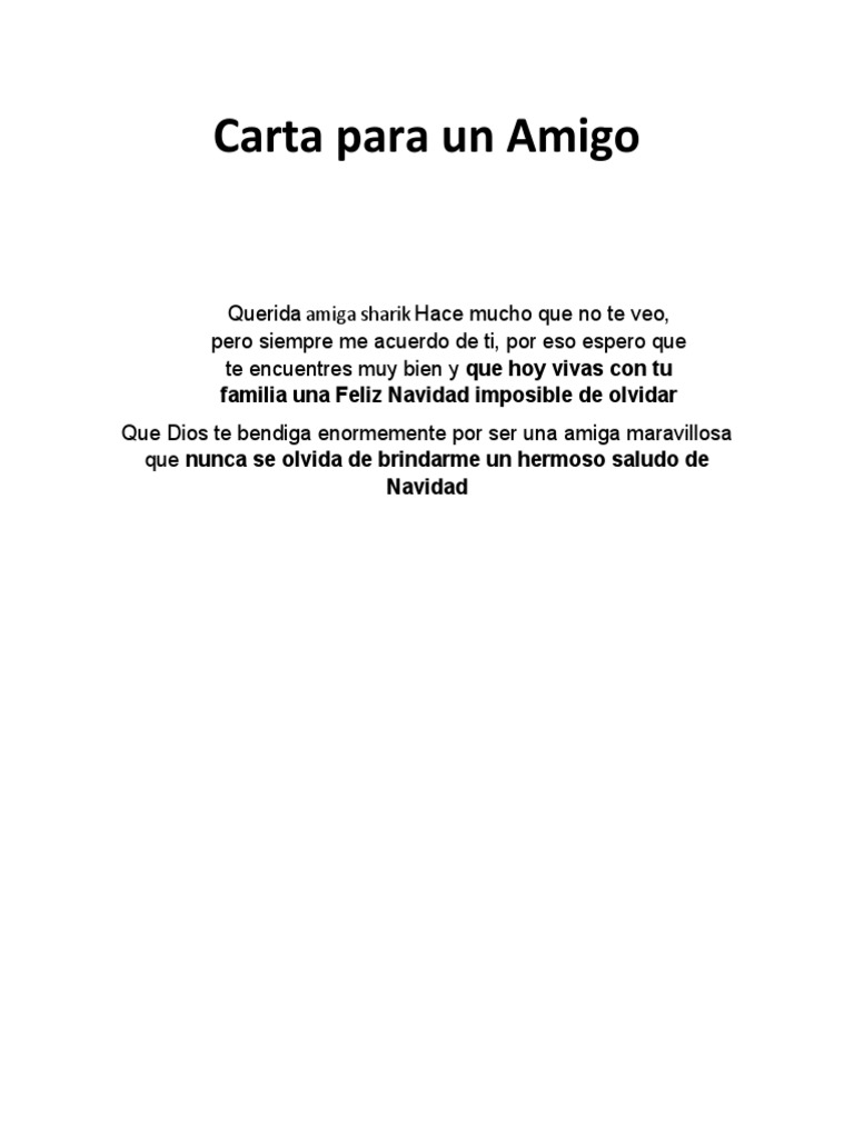 Carta Para Un Amigo Pdf