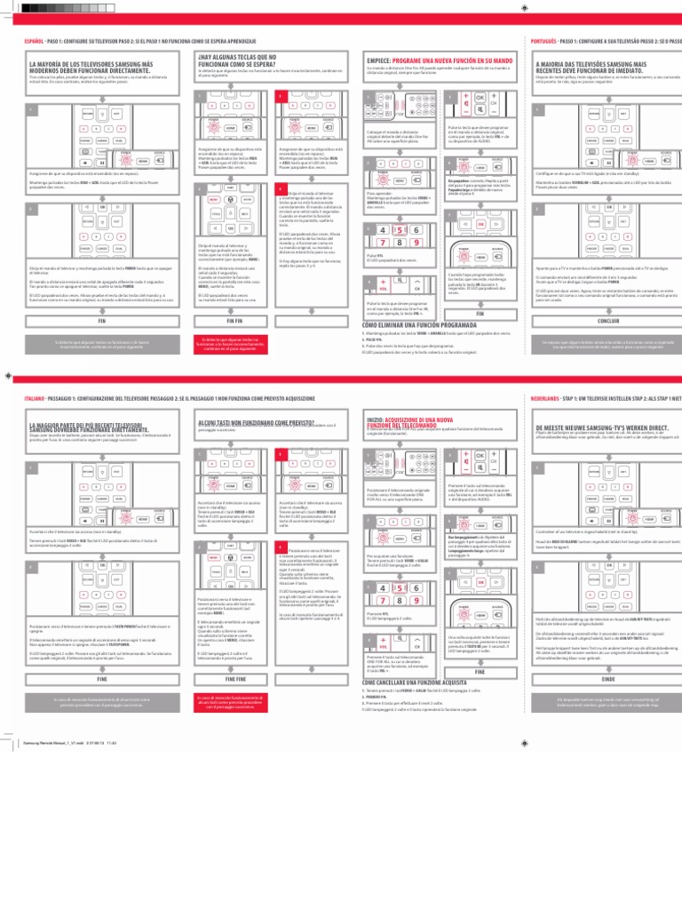 Manual de Usuario One For All URC 1910 (Español - 2 Páginas) | PDF