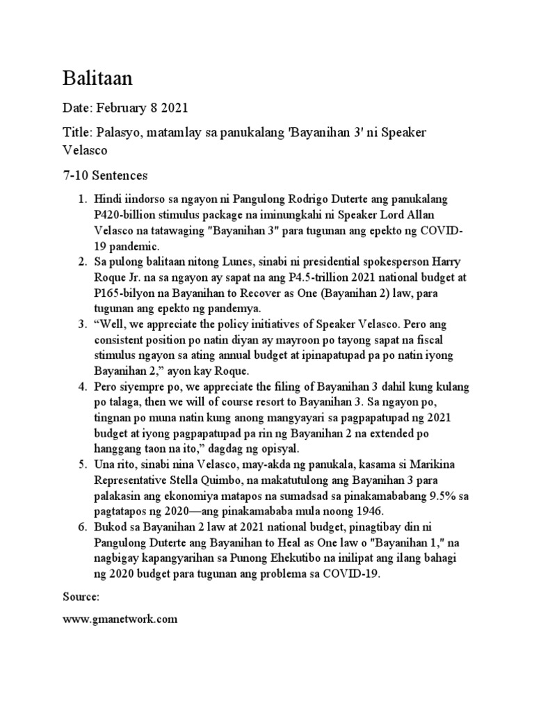 BALITAAN Feb 8 To Feb 11 | PDF