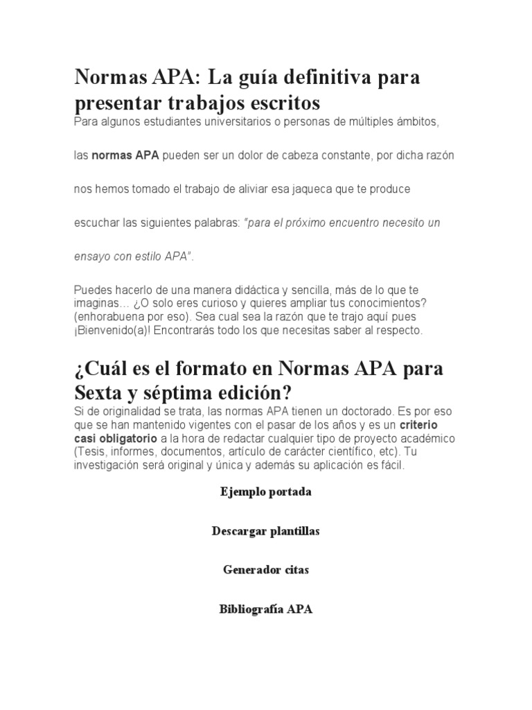 Normas APA: La Guía Definitiva para Presentar Trabajos Escritos | PDF | Microsoft Word | Estilo apa