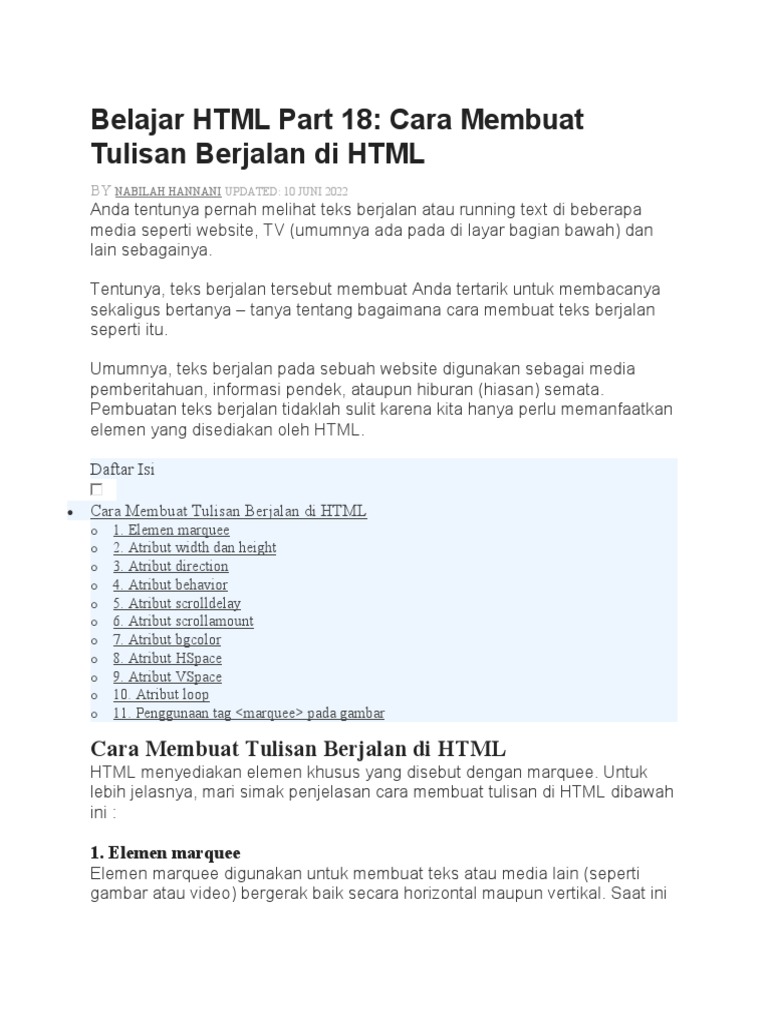 Belajar HTML Part 18 | PDF