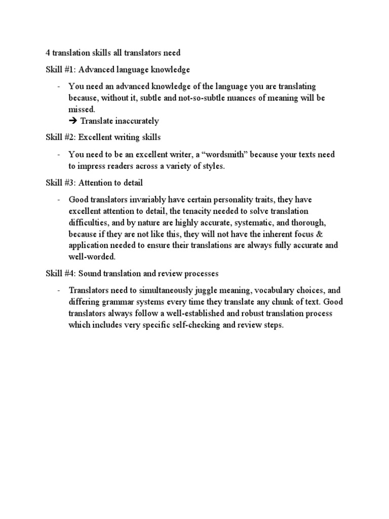 4 Translation Skills | PDF