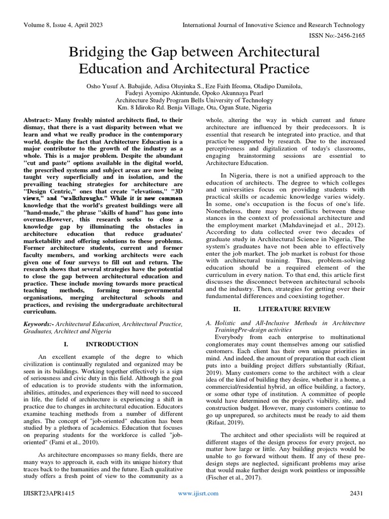 Bridging the Gap Between Architectural Education and Architectural Practice | PDF | Architect ...