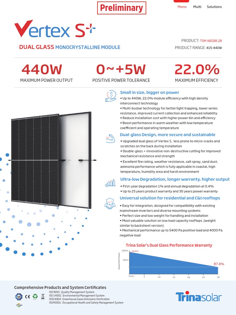 Data Sheet 430W Vertex | PDF | Solar Panel | Photovoltaics