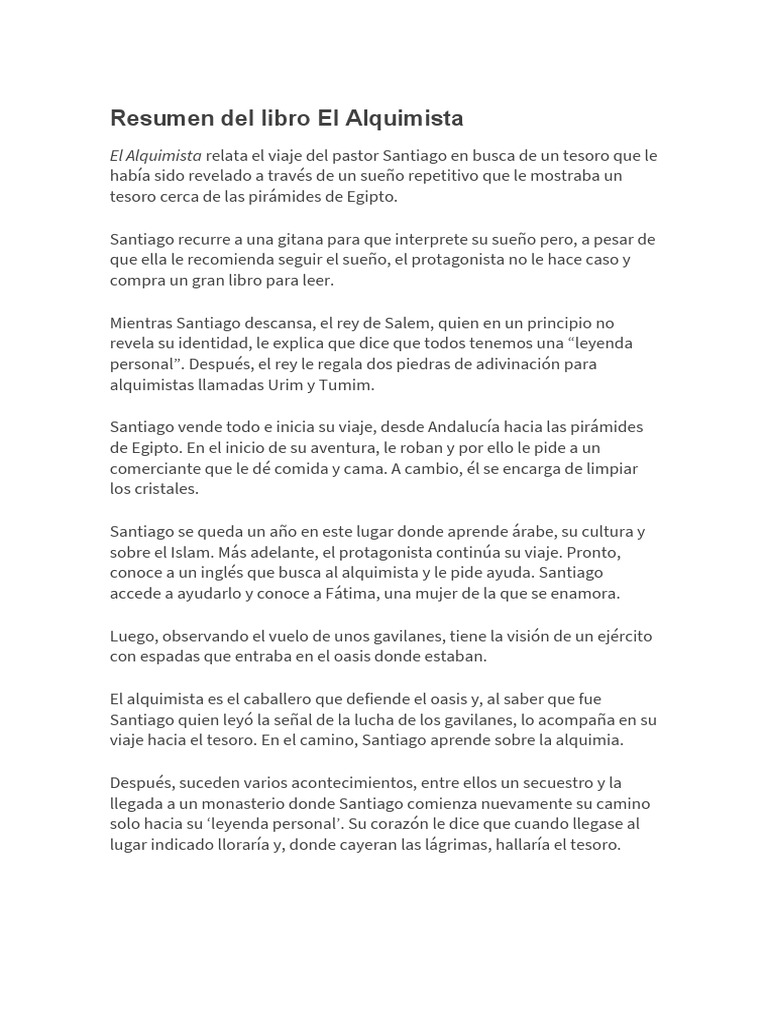 Resumen Del Libro El Alquimista: El Alquimista Relata El Viaje Del ...