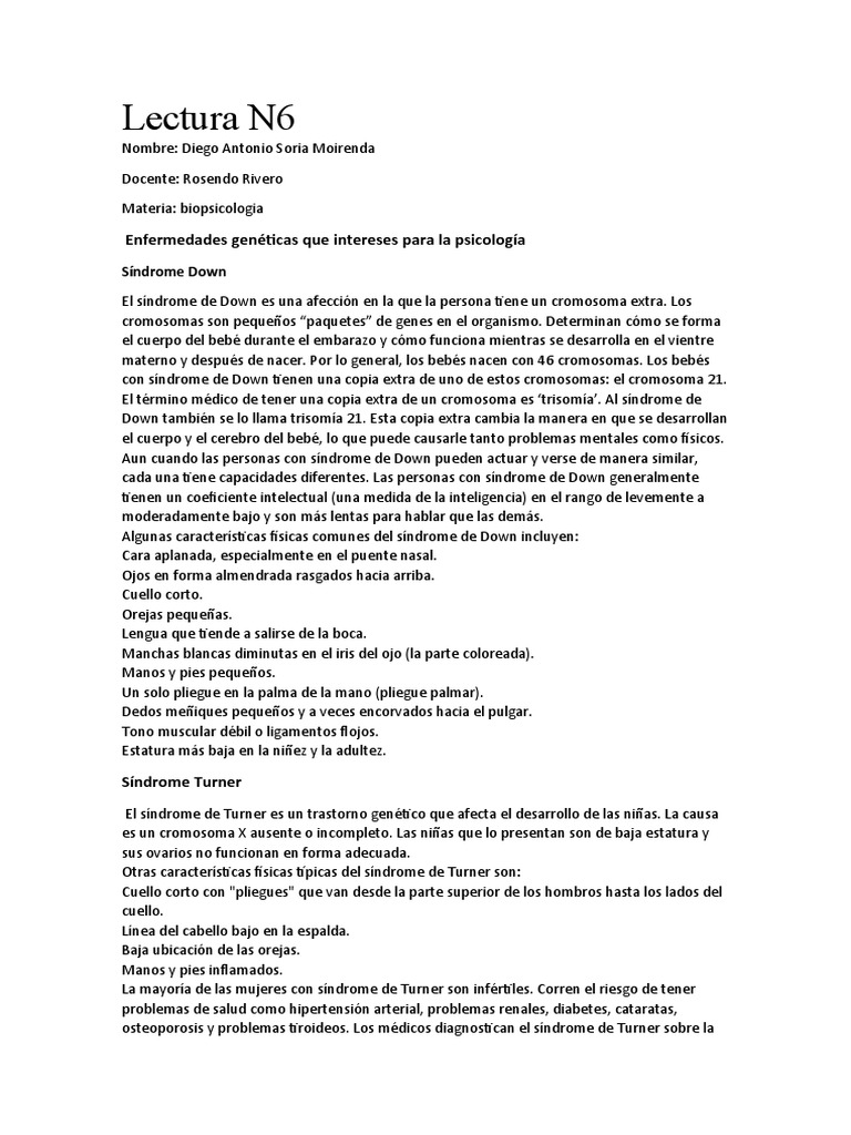 Lectura N6 | PDF | Hemofilia | Síndrome de Down