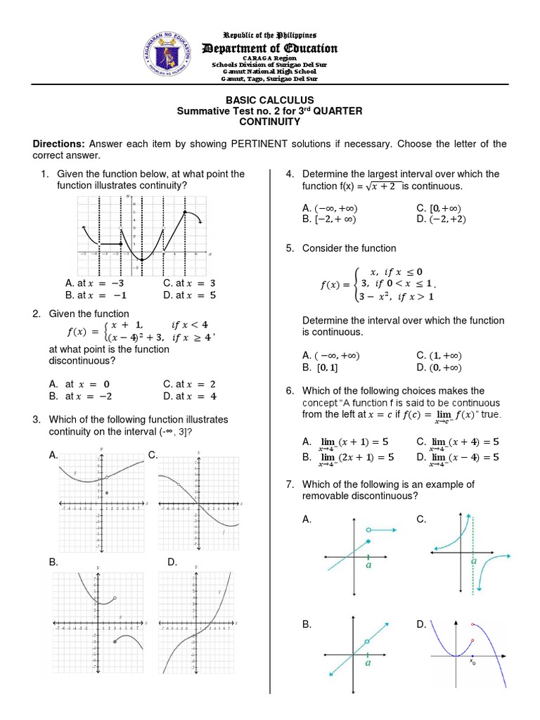 Basic Calculus Summative 2 Pdf