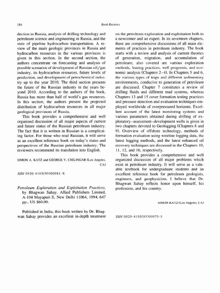 Petroleum Exploration and Exploitation Practices,: Simon A. Katz and ...