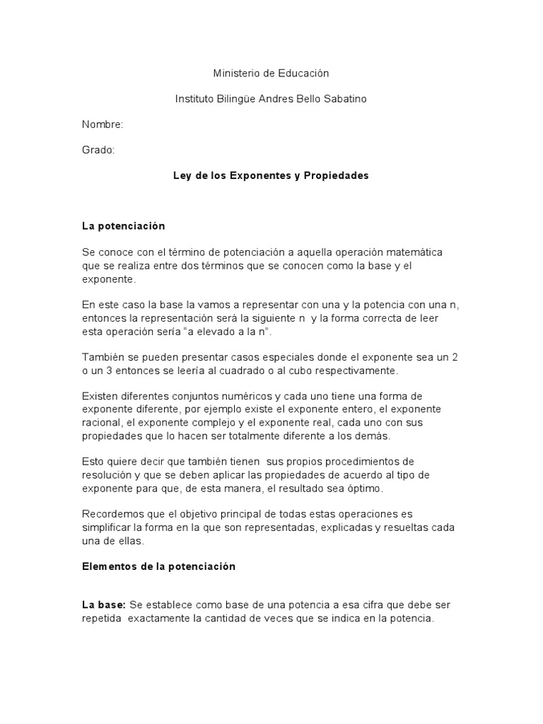Ley de Los Exponentes | PDF | Exponenciación | Multiplicación