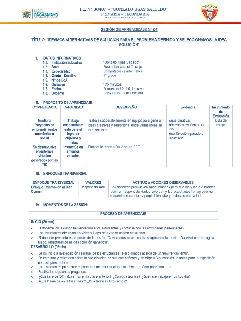 Sesion 04 - 4to - Ept | PDF | Maestros | Modificación de comportamiento