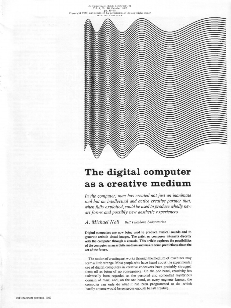 Noll A Michael 1967 The Digital Computer As A Creative Medium | PDF