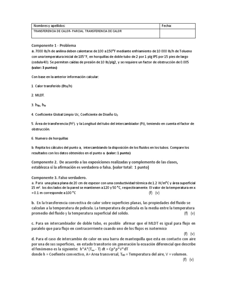 Evaluación T Calor | PDF | Intercambiador de calor | Convección