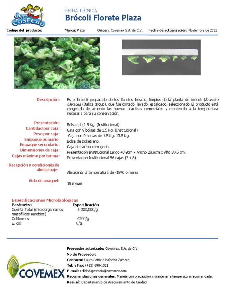 Ficha Tecnica Brócoli Florete | PDF