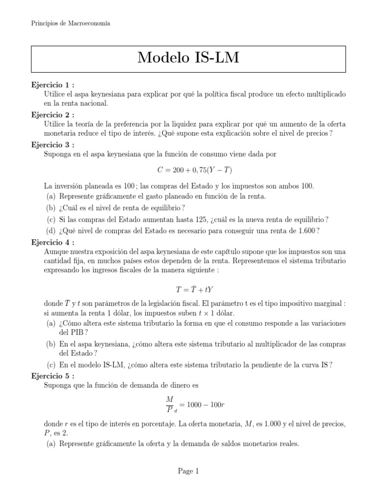 Deber ISLM | PDF | La política fiscal | Macroeconómica