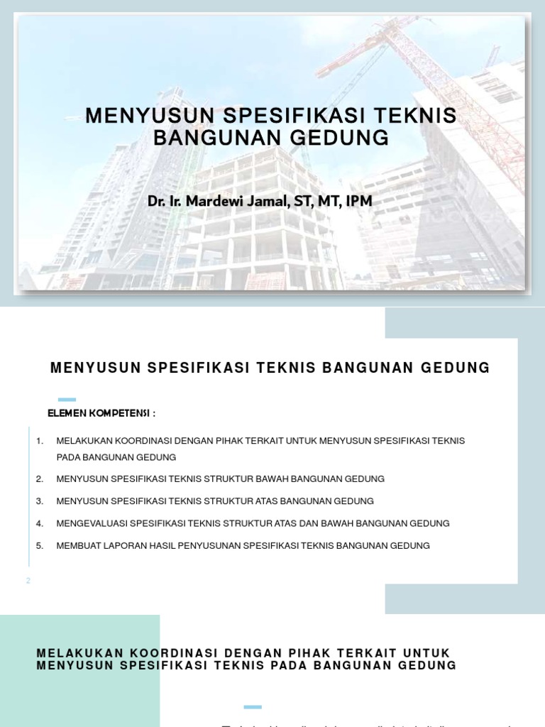 Menyusun Spesifikasi Teknis Bangunan Gedung A | PDF