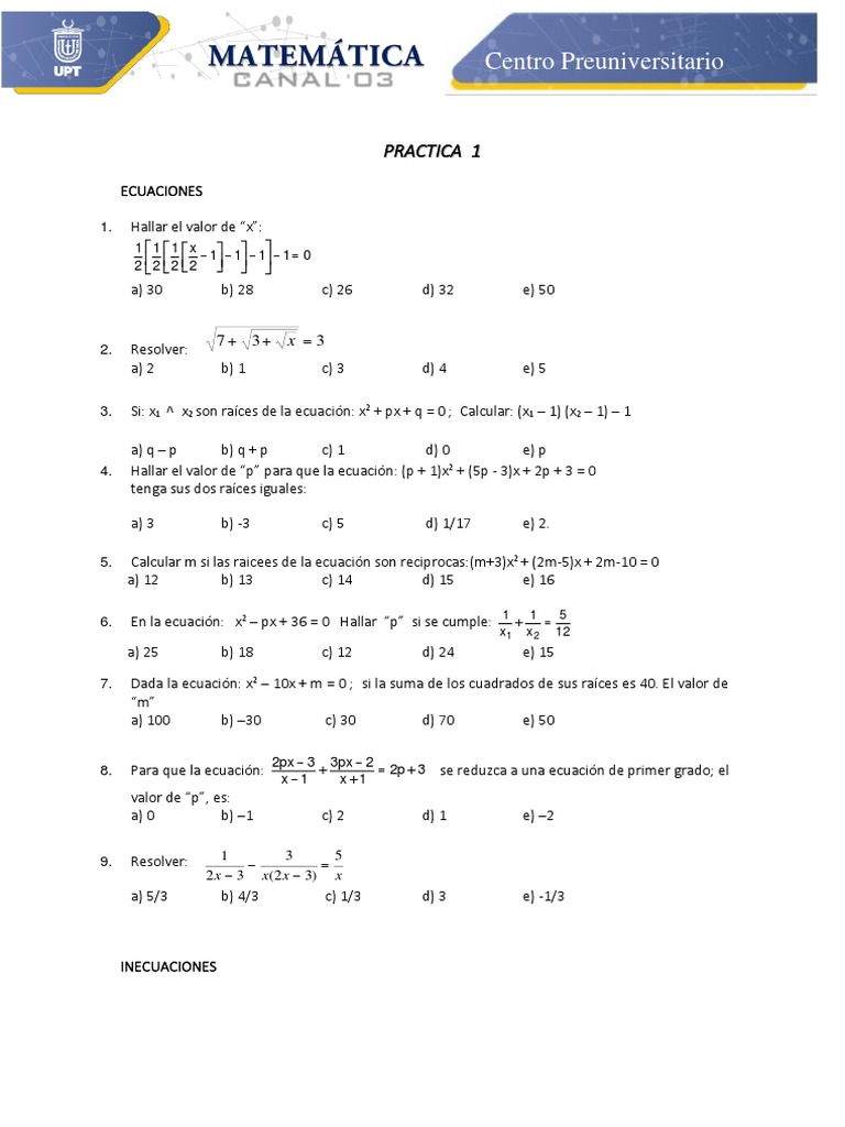 Matematica Ii - Practica 01 | PDF | Ecuaciones | Matemáticas
